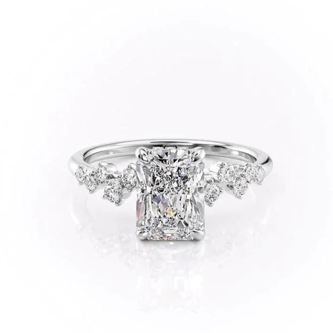 JUNO - Radiant Cut MOISSANITE Diamond Ring With Hidden Halo and Side S – JIVIANNI