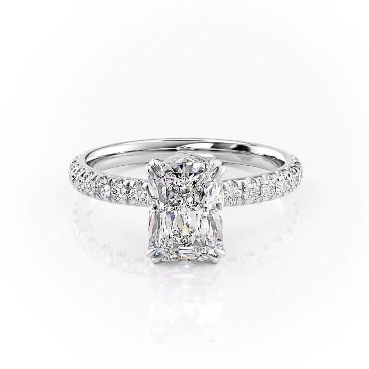 VERSAILLES- Radiant Cut MOISSANITE Diamond Shoulder Set Ring With Bloc ...