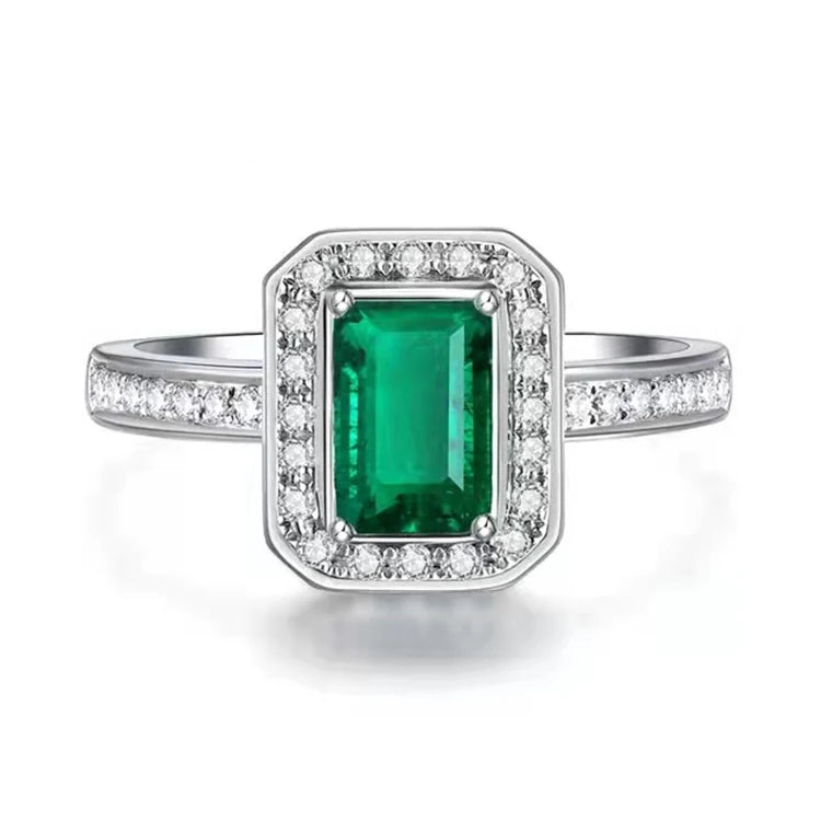 2.00ct Vivid Green Lab Emerald Engagement Ring Halo – JIVIANNI